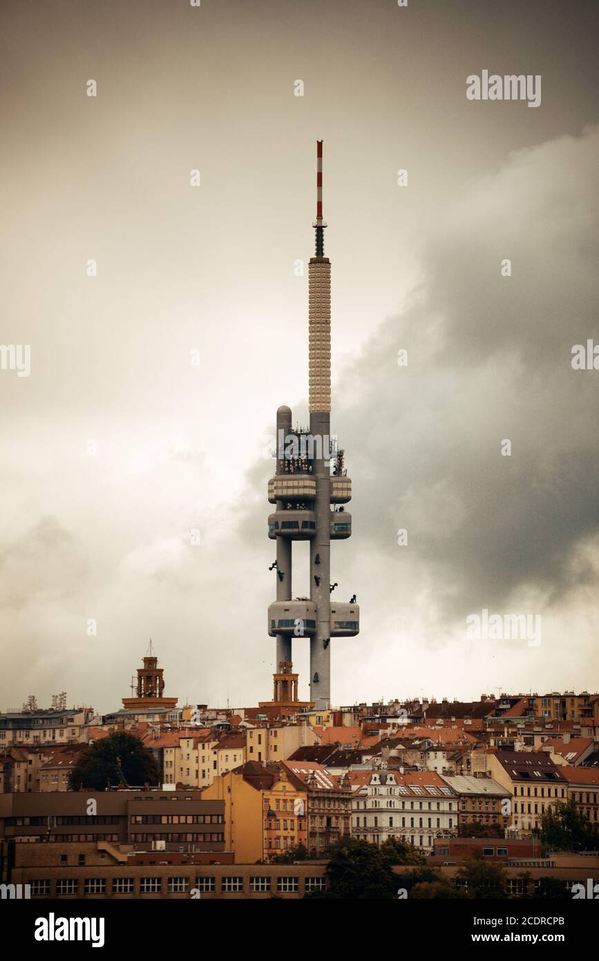 Prague skyline rooftop view with historical buildings in Czech Republic ...