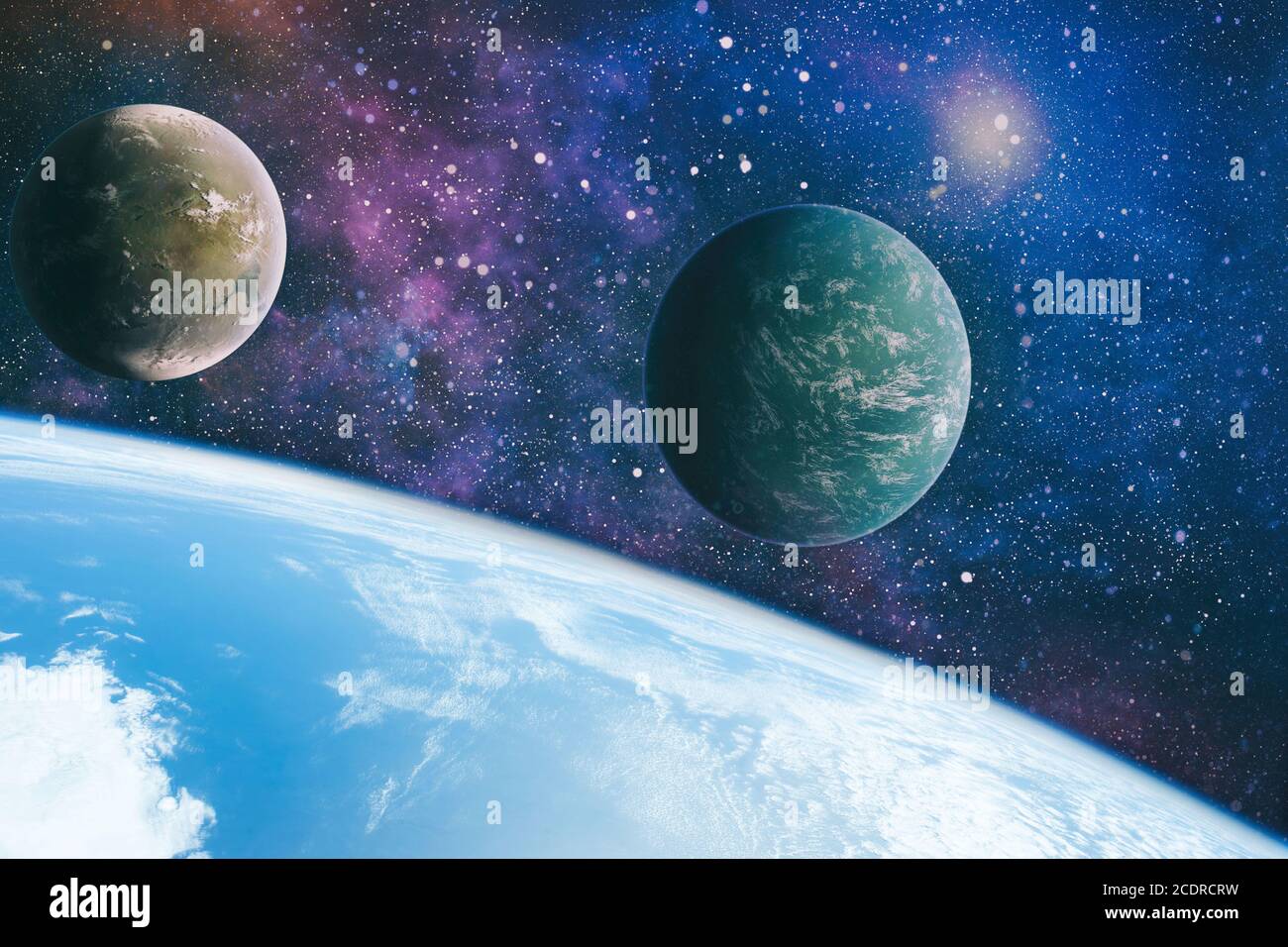 Stars of a planet and galaxy in a free space. Elements of this image ...