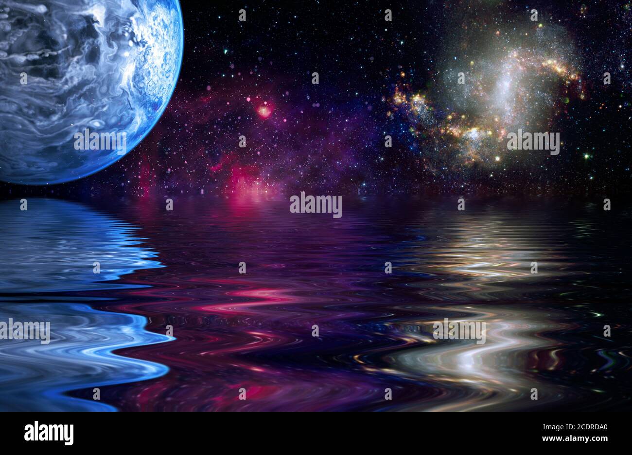 Nebula and galaxies in space. Deep reflected space in water , Space ...