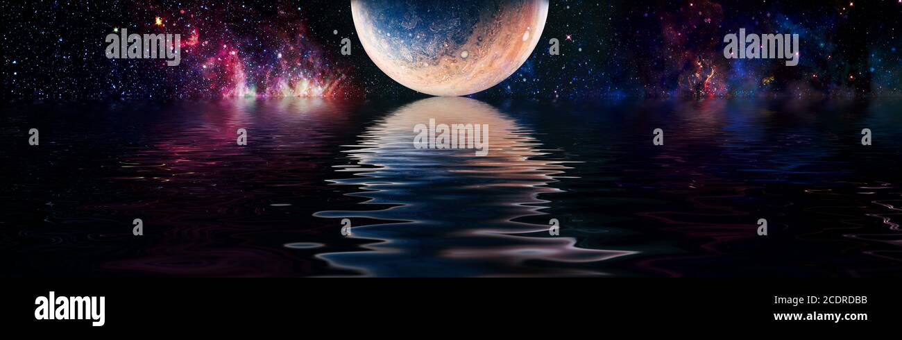 Jupiter reflected in water from space showing all they beauty ...