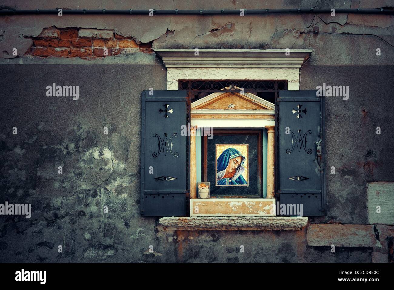 A closeup view of window in historical buildings in Venice, Italy Stock ...