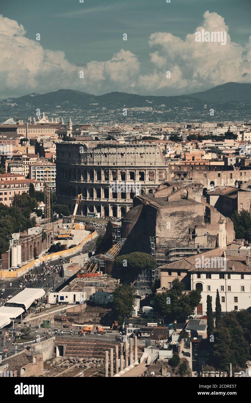 Rome rooftop view with ancient architecture in Italy Stock Photo - Alamy