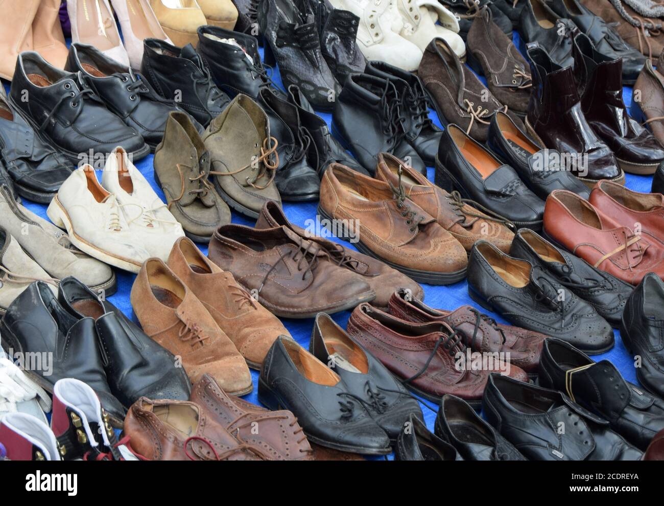 Shoes at a flea market Stock Photo - Alamy