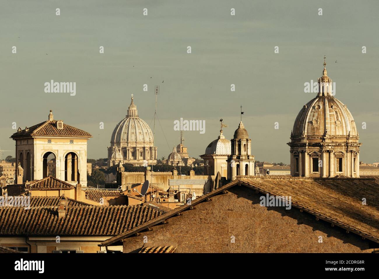Rooftop view of Rome historical architecture and city skyline. Italy ...