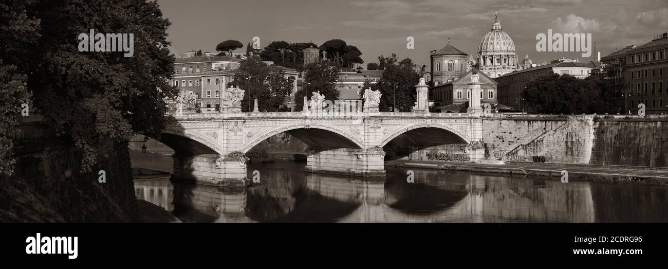 River Tiber and St Peters Basilica in Vatican City panorama Stock Photo ...
