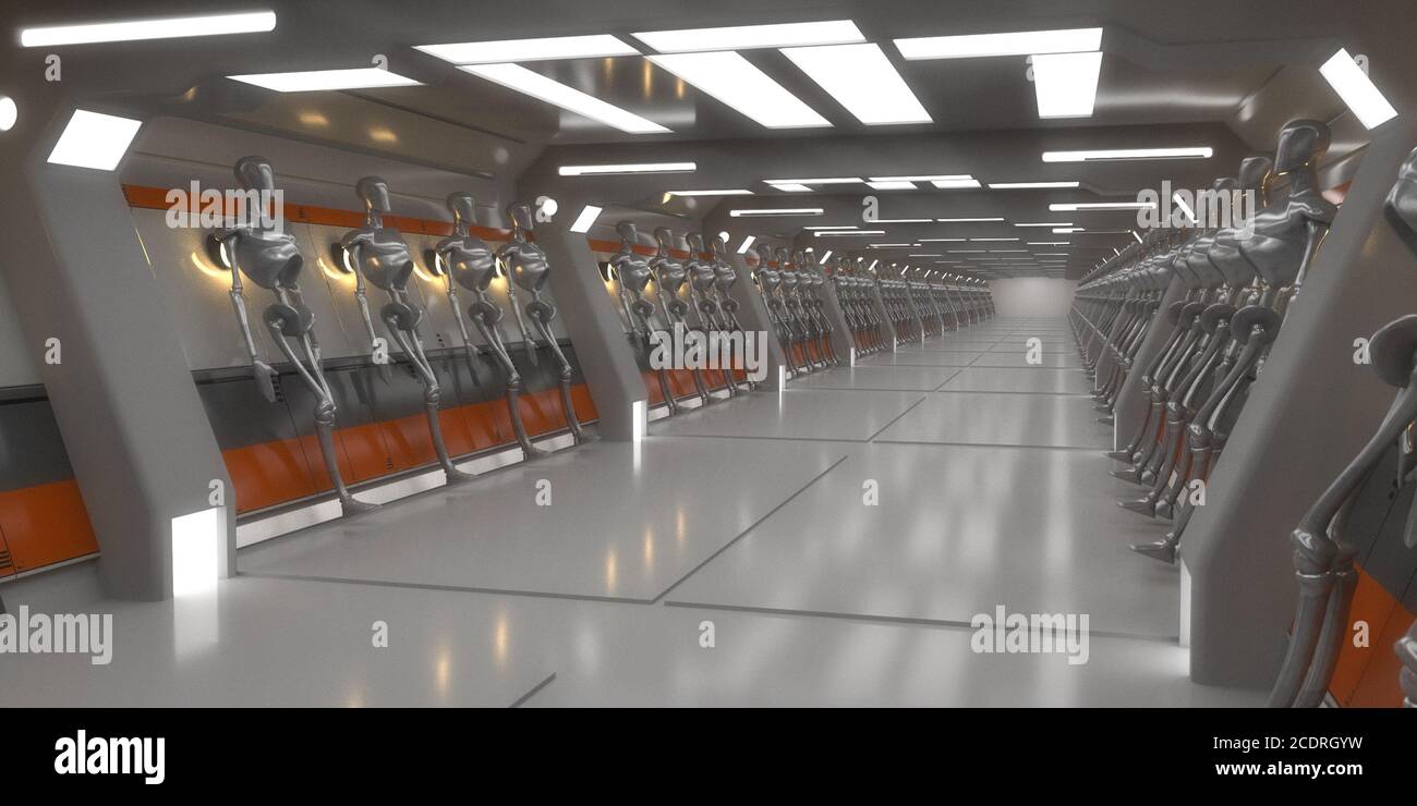 3d render. Futuristic hallway. Concept of modern architecture and ...