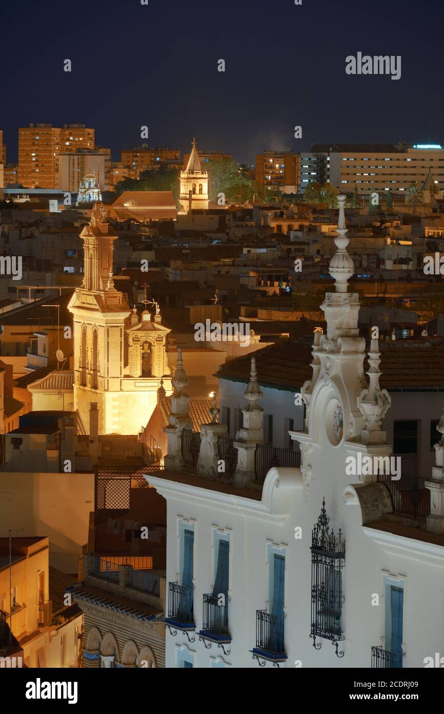 Seville night rooftop view with city skyline in Spain Stock Photo - Alamy