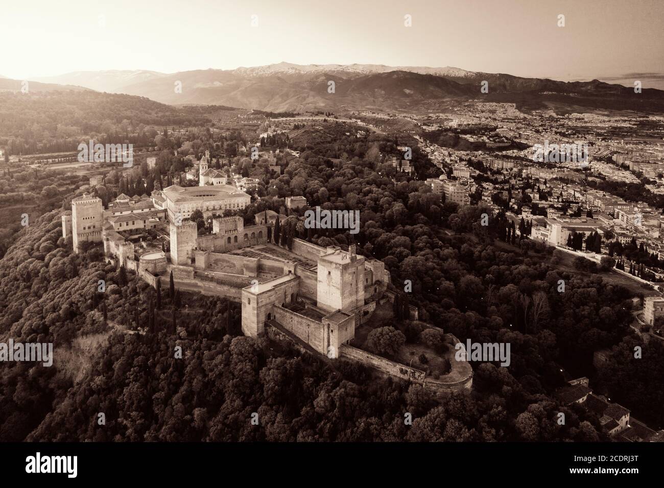 Alhambra aerial view with historical buildings in Granada, Spain Stock ...