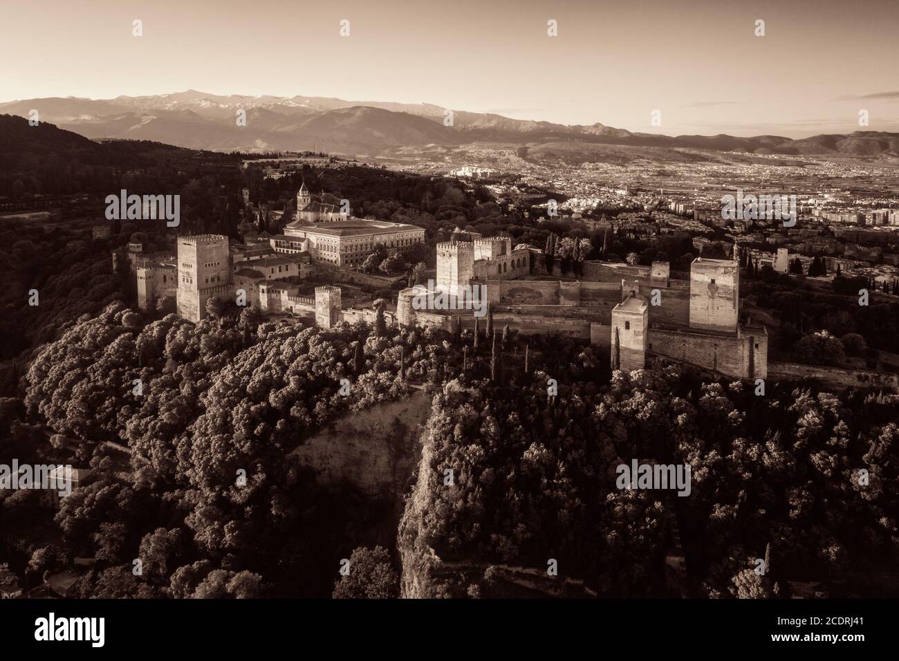 Alhambra aerial view with historical buildings in Granada, Spain Stock ...