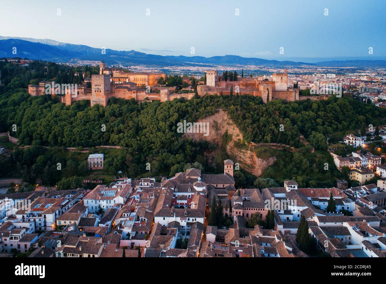 Alhambra aerial view with historical buildings in Granada, Spain Stock ...