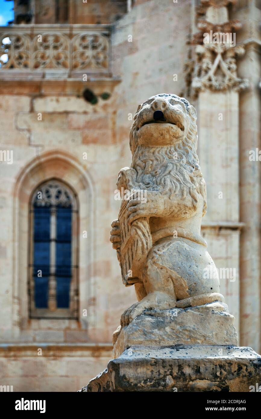 Lion statue of Cathedral of Segovia in Spain Stock Photo - Alamy