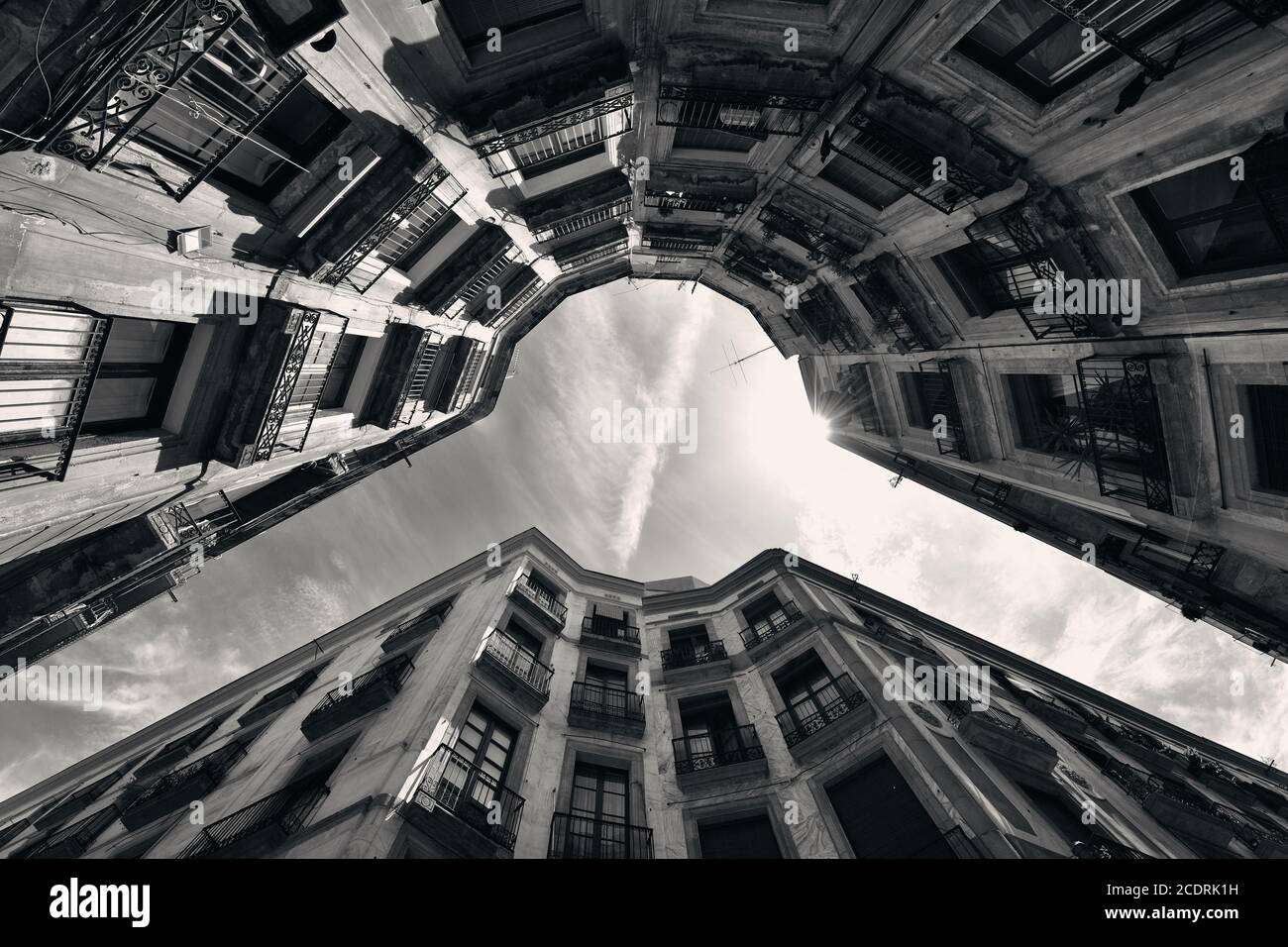 Street alley view of Barcelona in Spain Stock Photo - Alamy
