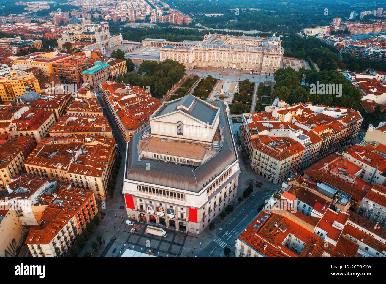 Opera of Madrid aerial view with historical buildings in Spain Stock ...