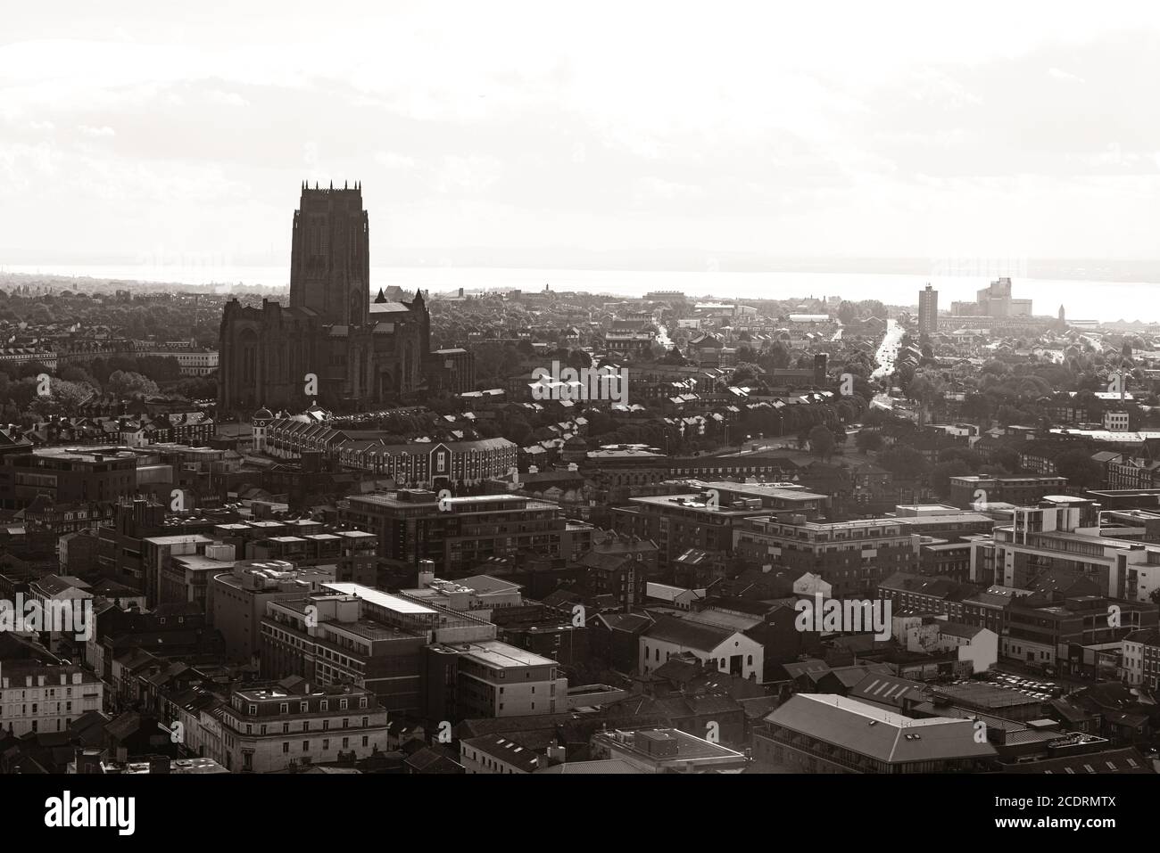 Liverpool skyline rooftop view with buildings in England in United ...
