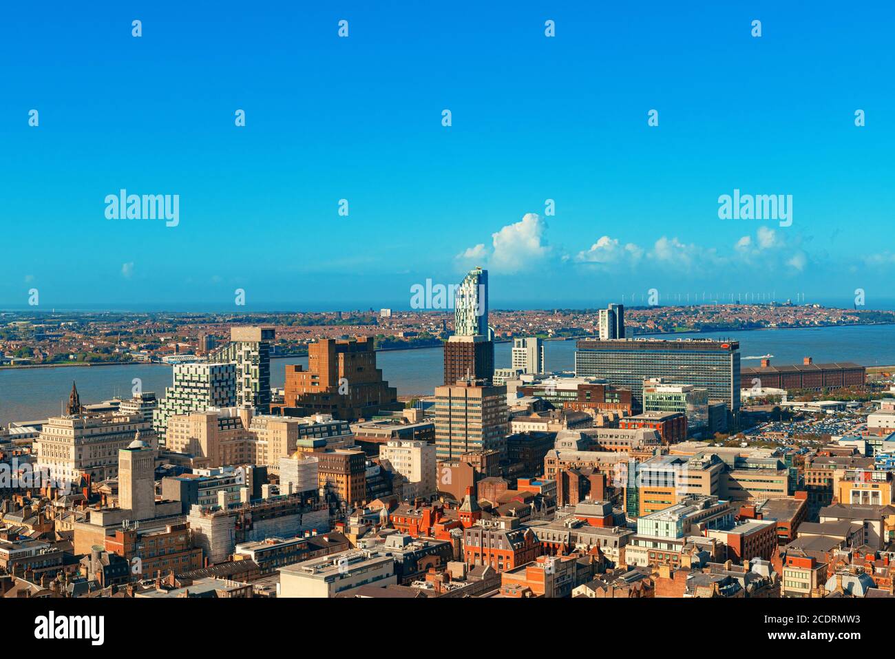 Liverpool skyline rooftop view with buildings in England in United ...