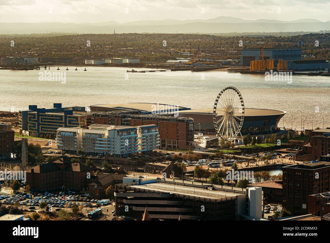 Liverpool skyline rooftop view with buildings in England in United ...