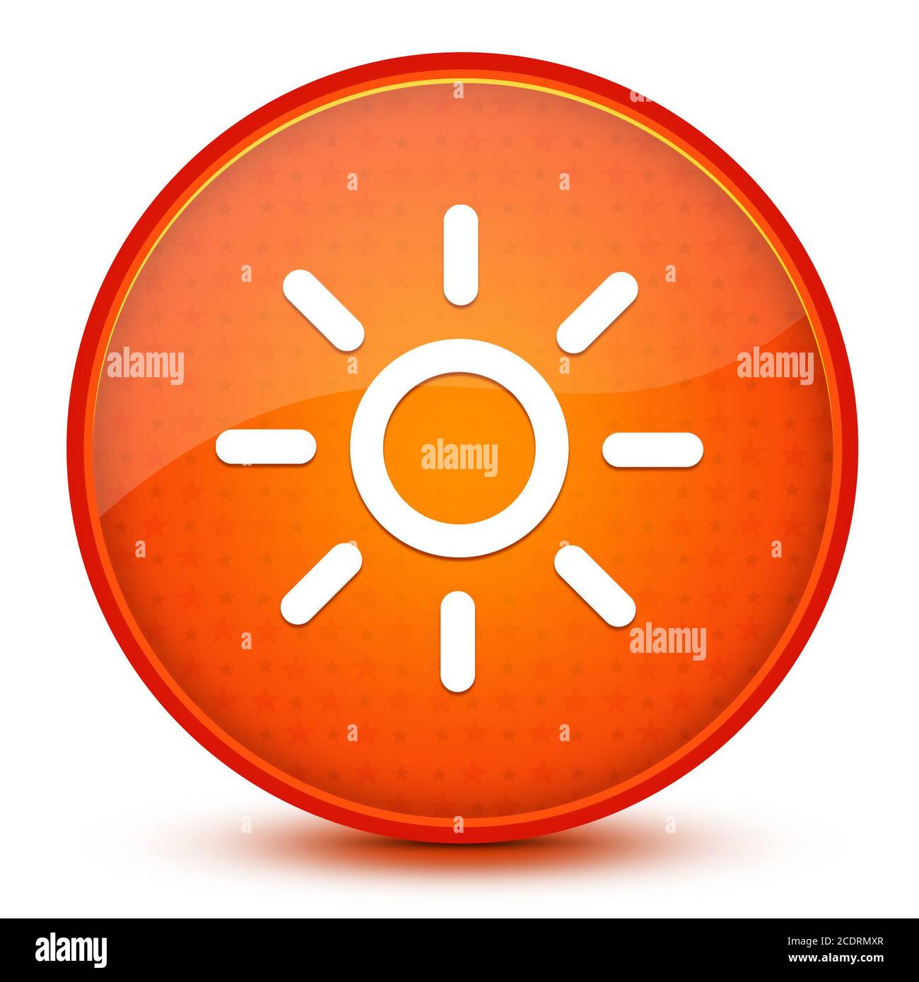 Screen brightness sun icon isolated on glossy star orange round button ...