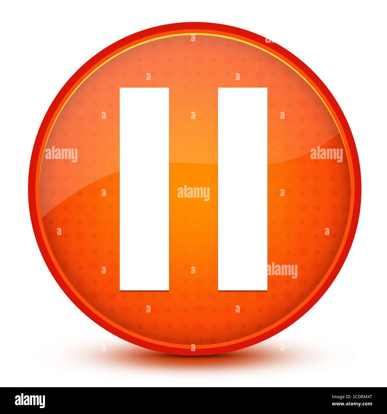 Pause icon isolated on glossy star orange round button abstract ...
