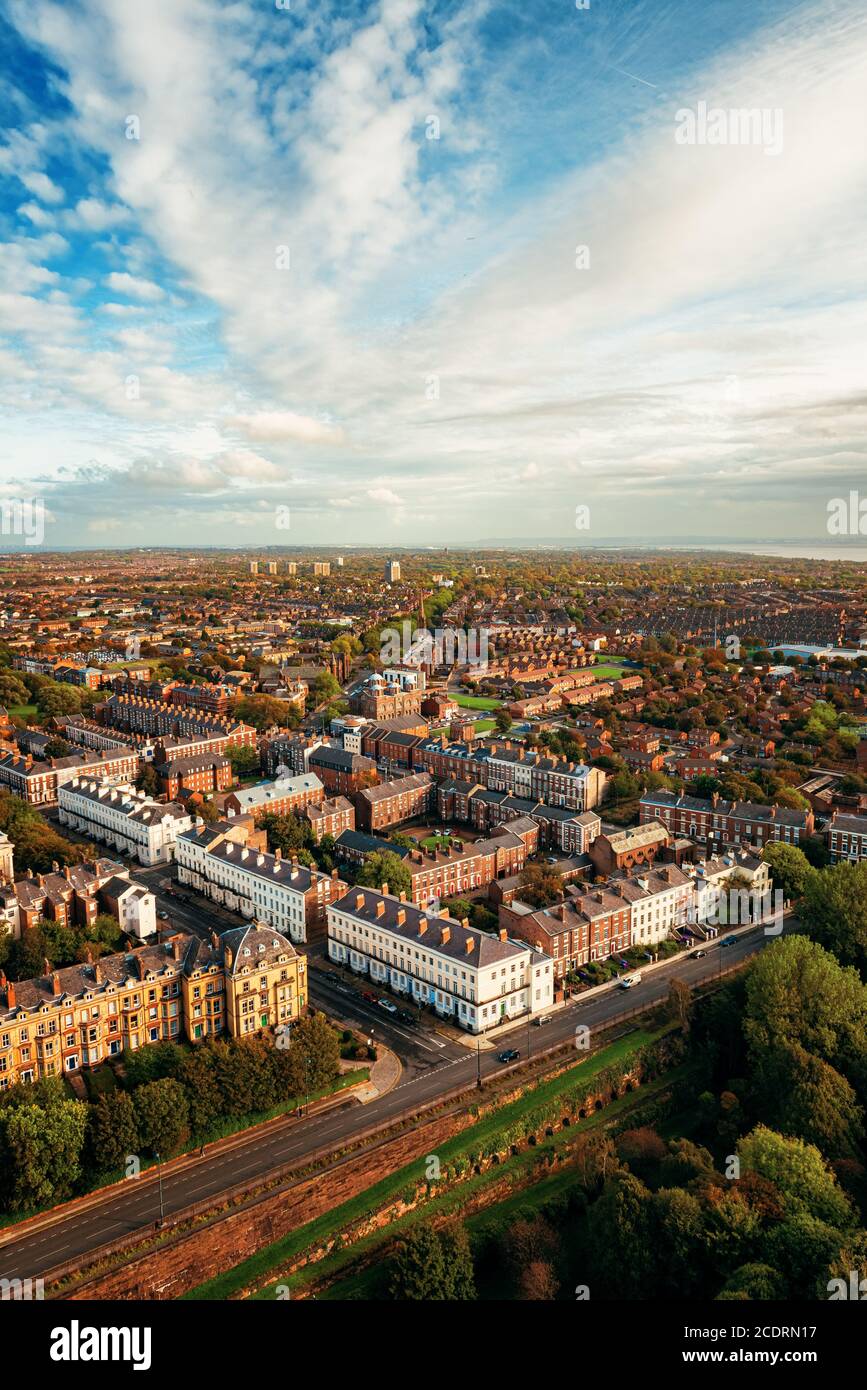 Liverpool skyline rooftop view with buildings in England in United ...