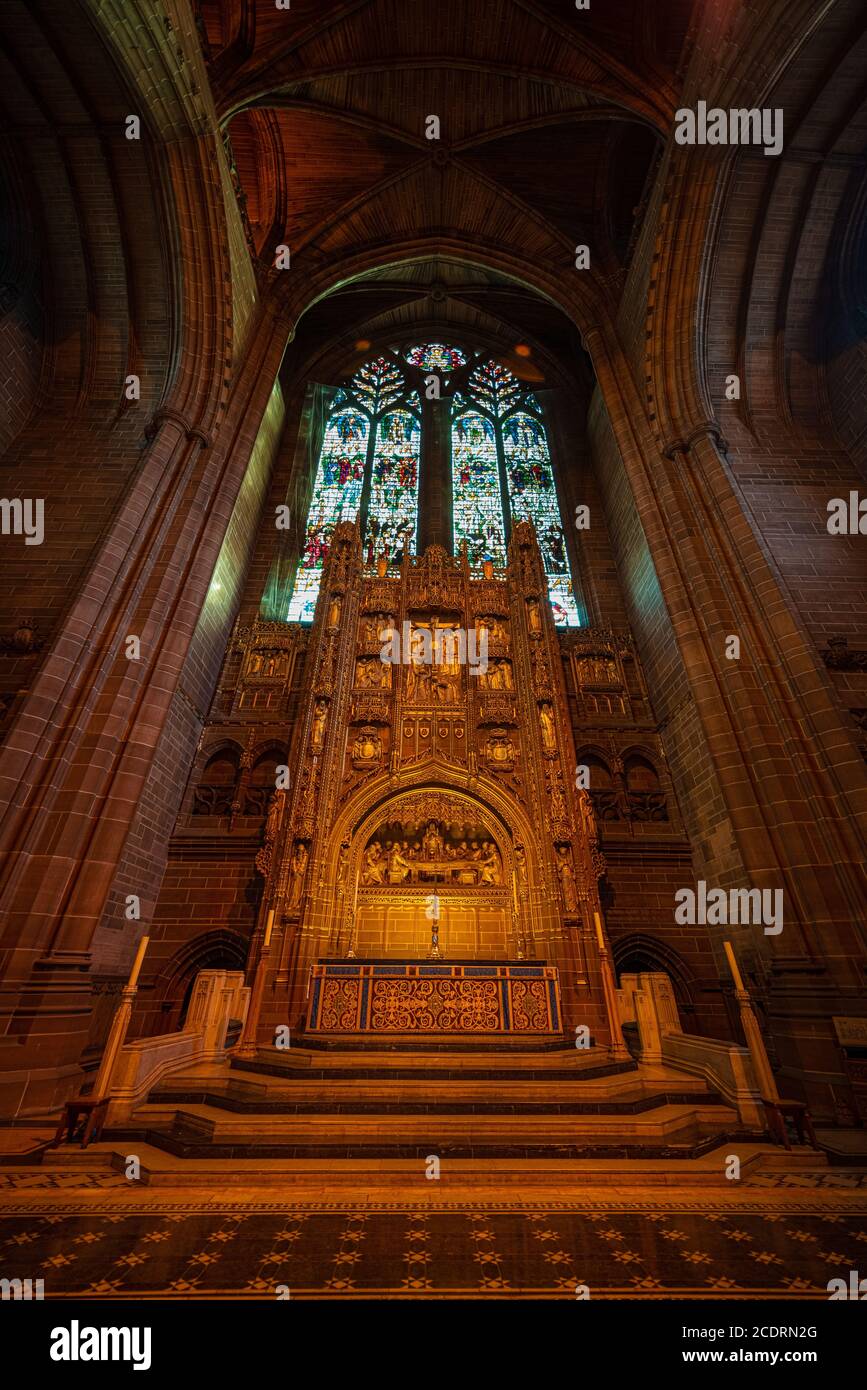 Liverpool Anglican Cathedral historical architecture closeup view in ...
