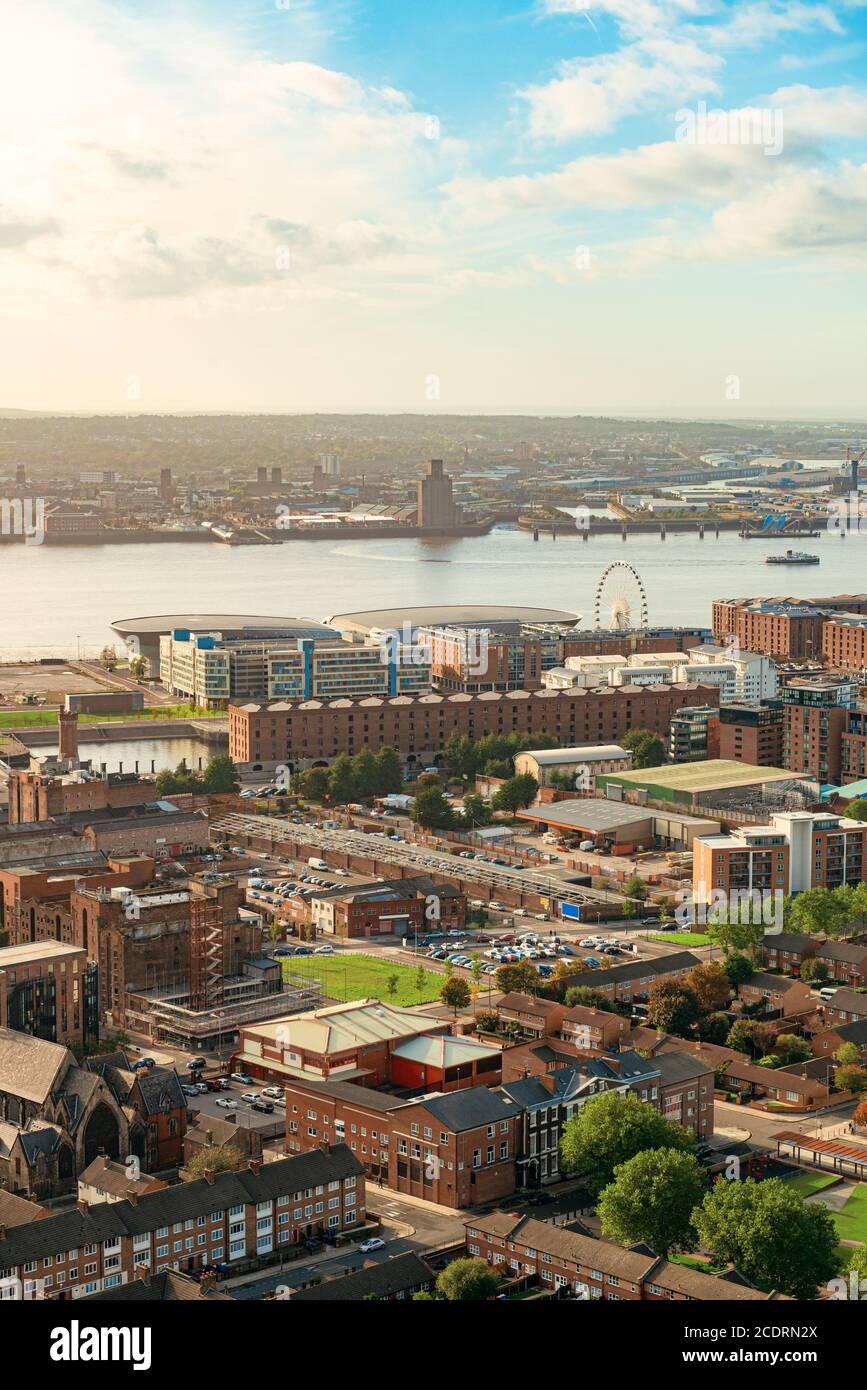 Liverpool skyline rooftop view with buildings in England in United ...