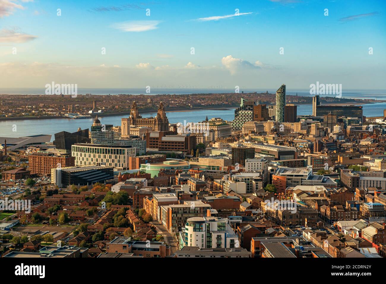 Liverpool skyline rooftop view with buildings in England in United ...