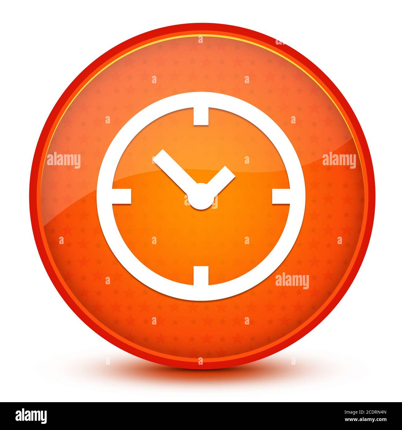 Clock icon isolated on glossy star orange round button abstract ...