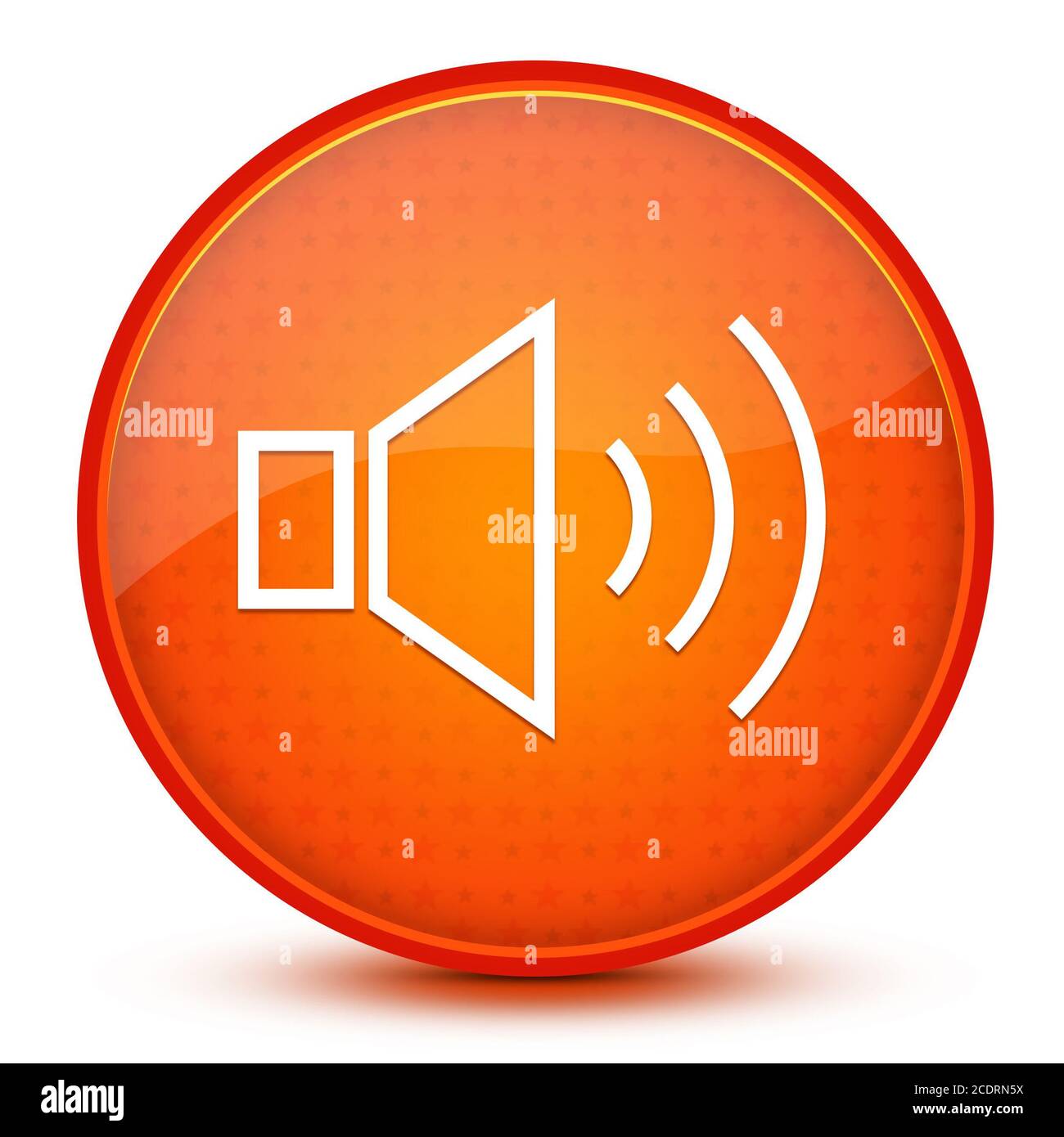 Volume speaker icon isolated on glossy star orange round button ...