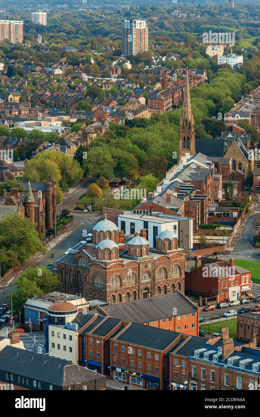 Liverpool skyline rooftop view with buildings in England in United ...