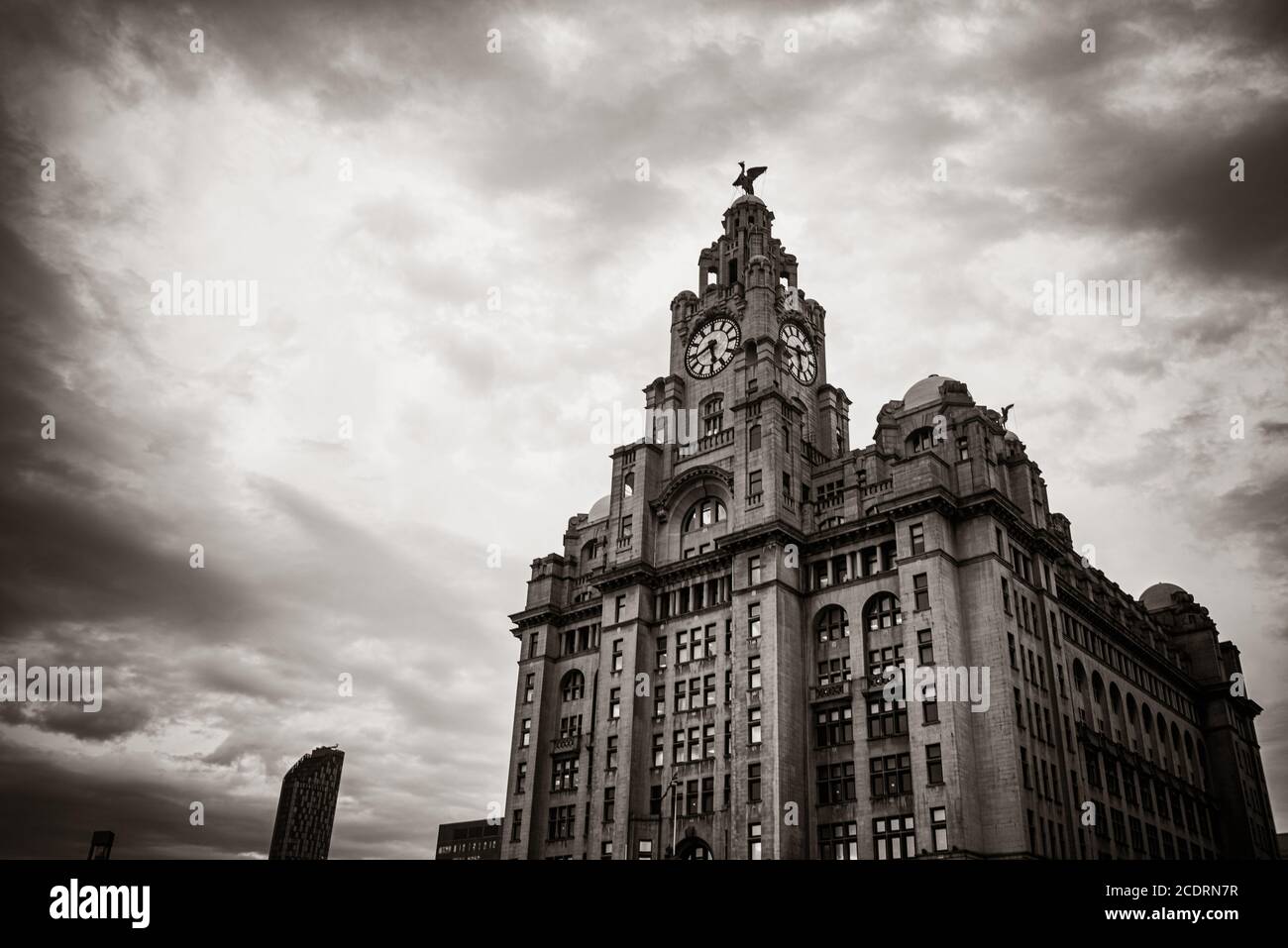 Liverpool historical architecture with cityscape in city center in ...