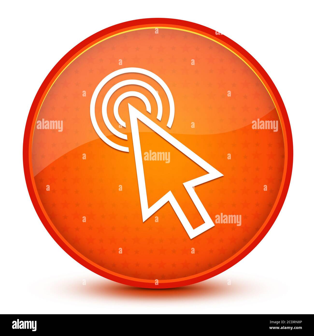 Cursor click icon isolated on glossy star orange round button abstract ...