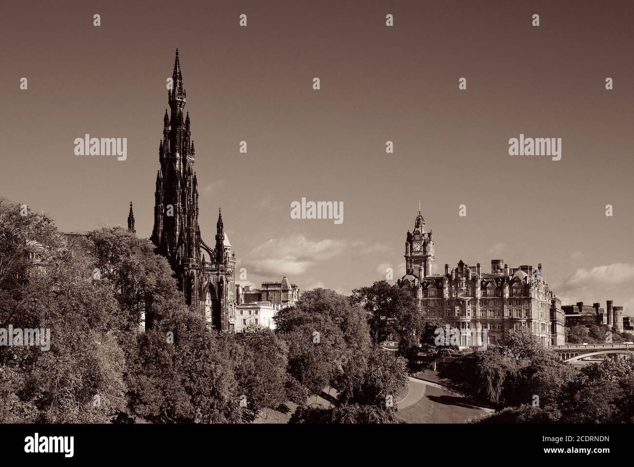 Scott Monument and Edinburgh city view in United Kingdom Stock Photo ...