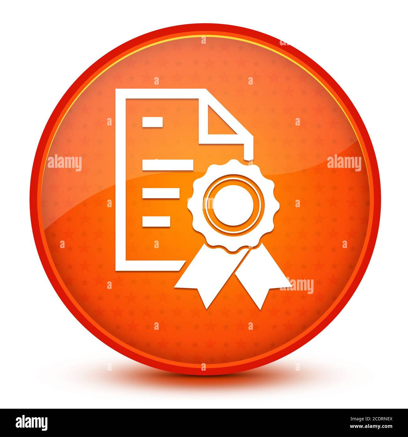 Certificate paper icon isolated on glossy star orange round button ...