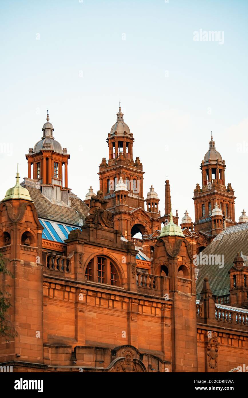 Glasgow University campus view with historical architecture in Scotland ...