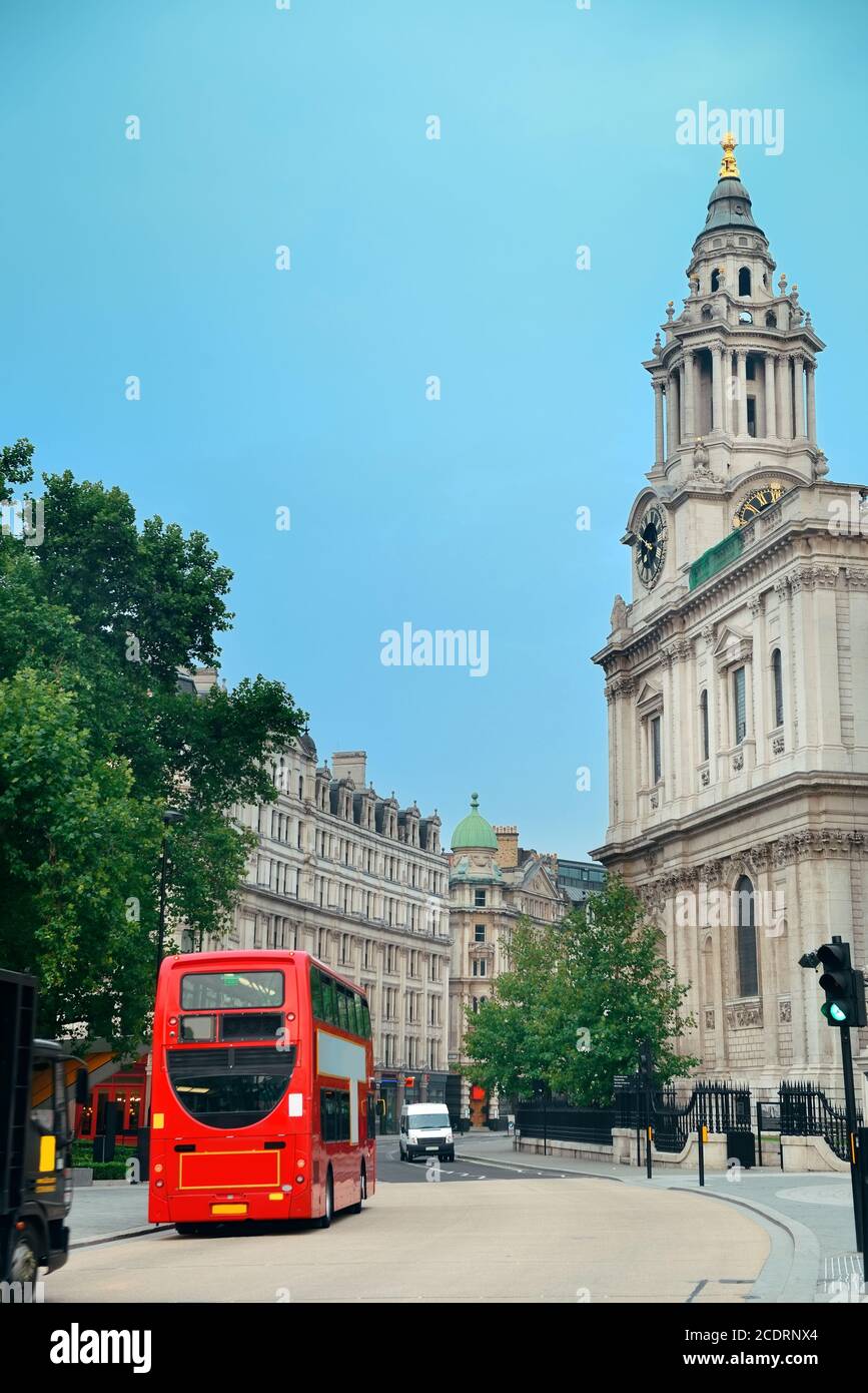 Double deck bus and historical buildings in London Street Stock Photo ...