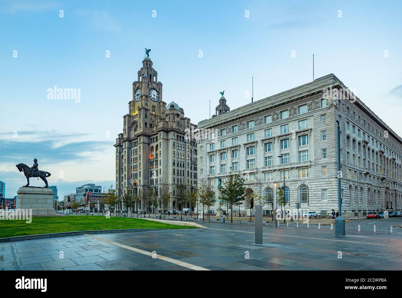 Liverpool historical architecture with Statue of EDWARD VII in city ...