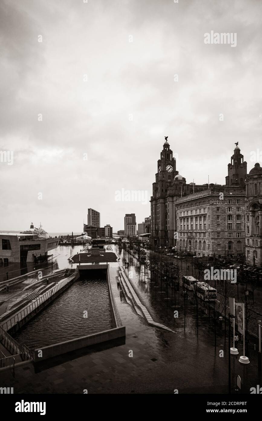 Liverpool historical architecture with cityscape in city center in ...