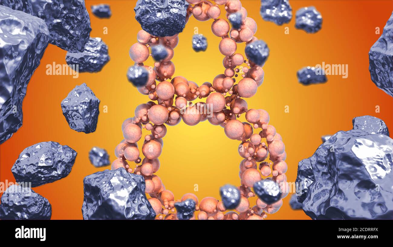 8 March symbol. Figure of eight made of spheres flying in the space ...