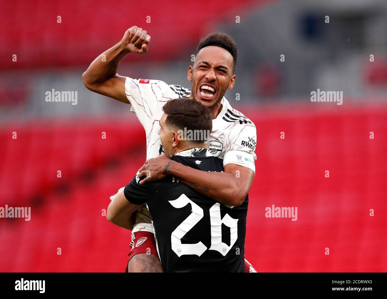 Arsenal's Pierre-Emerick Aubameyang celebrates scoring his side's ...