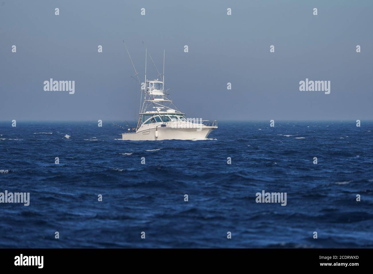 Modern sport fishing boat on open sea, at strait of Gibraltar, Spain ...