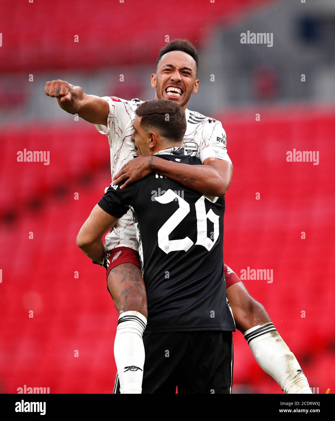 Arsenal's Pierre-Emerick Aubameyang celebrates scoring his side's ...