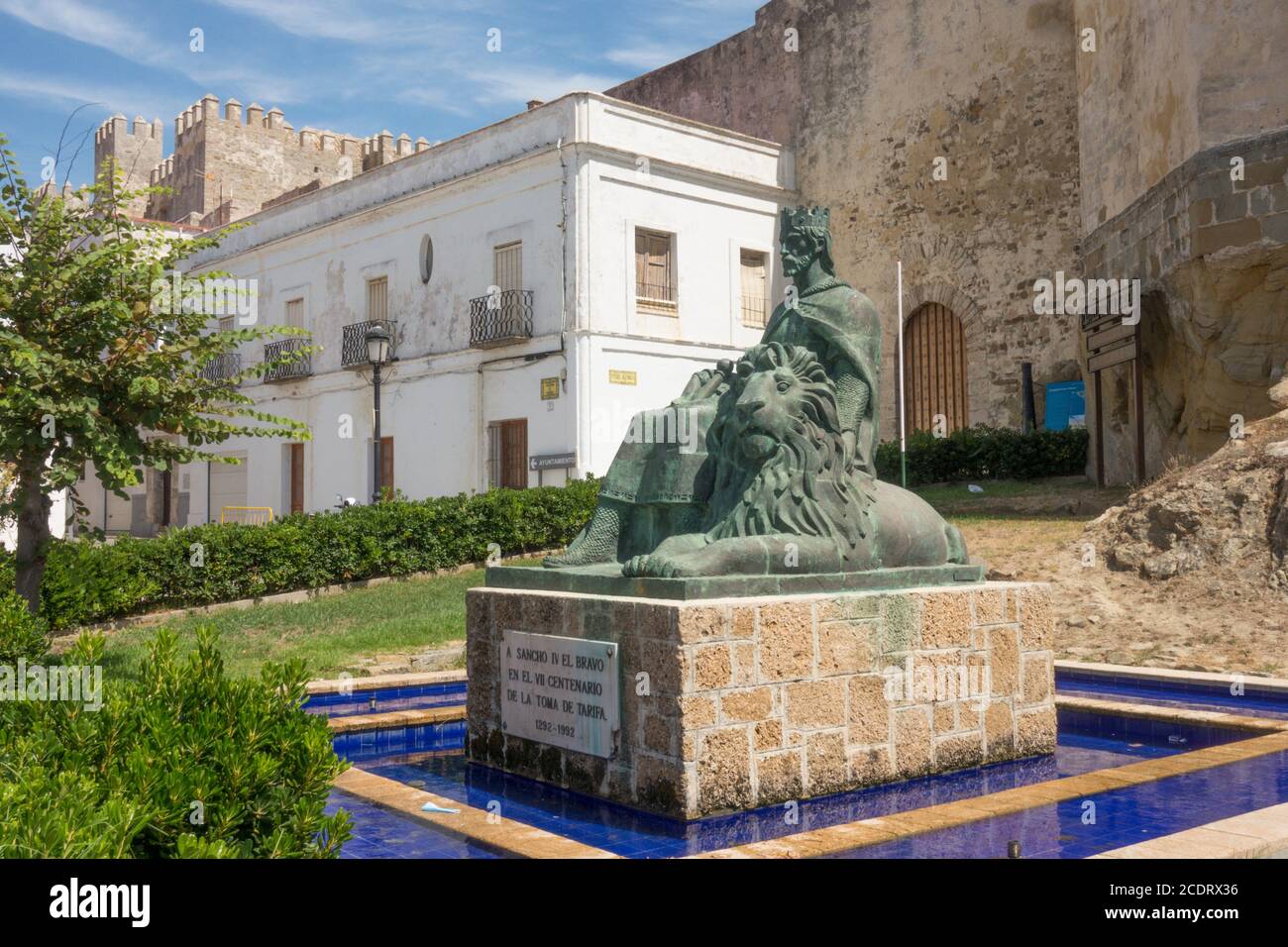 Sancho IV the Brave statue at the entrance of Guzman Castle Tarifa ...