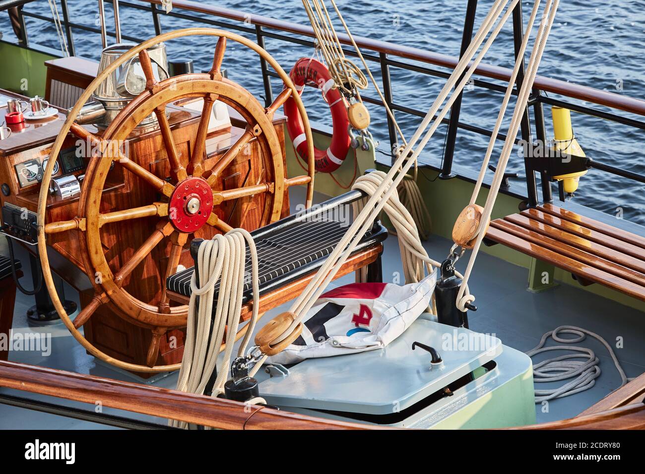 Steering wheel of a sailing ship Stock Photo - Alamy