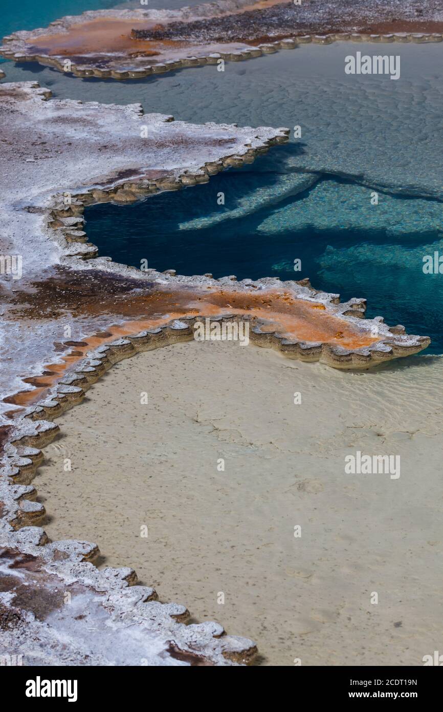 The bright blue thermal waters of Doublet Pool with its unique bacteria ...