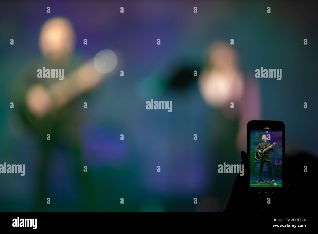 Blur defocus texture, background for design. Singers and musicians ...