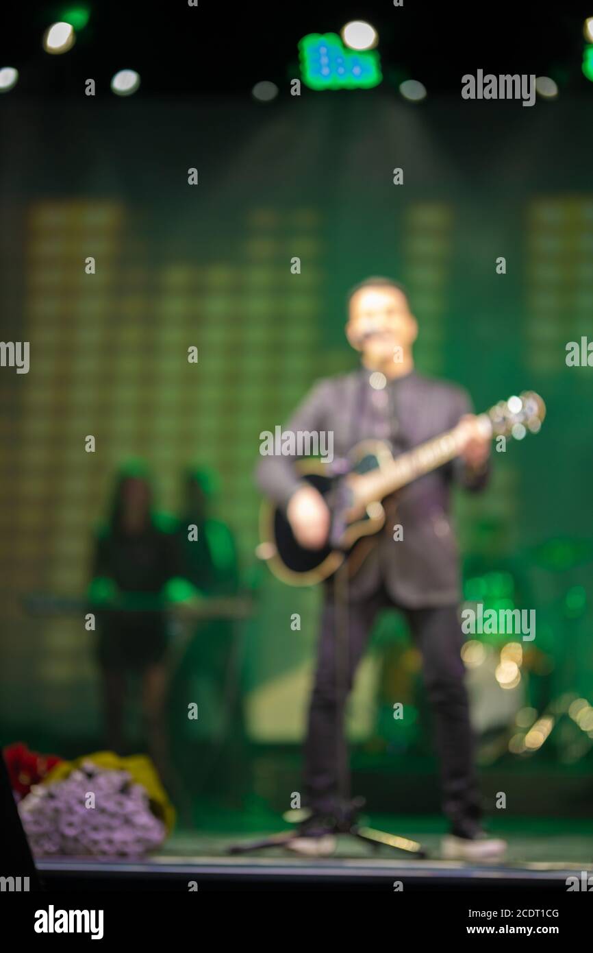 Blur defocus texture, background for design. Singers and musicians ...