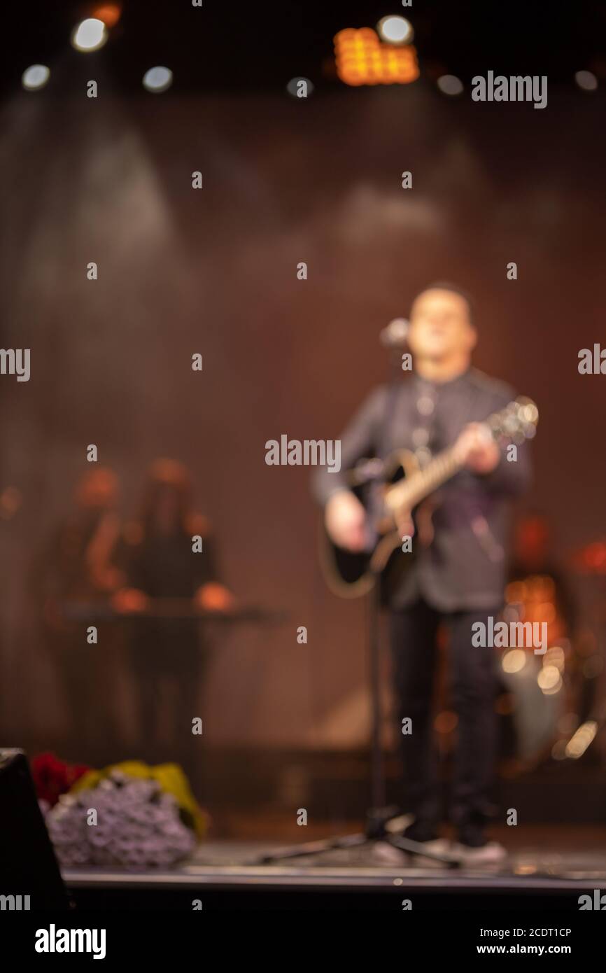 Blur defocus texture, background for design. Singers and musicians ...