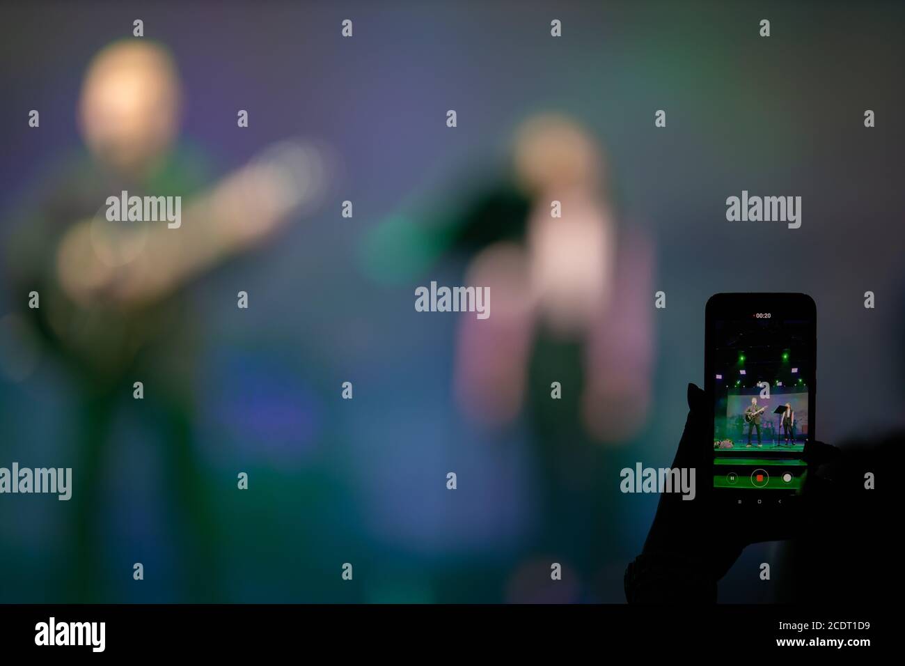 Blur defocus texture, background for design. Singers and musicians ...