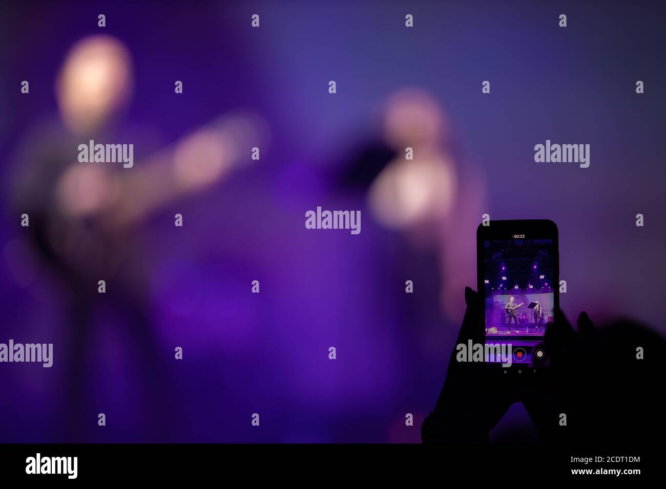 Blur defocus texture, background for design. Singers and musicians ...