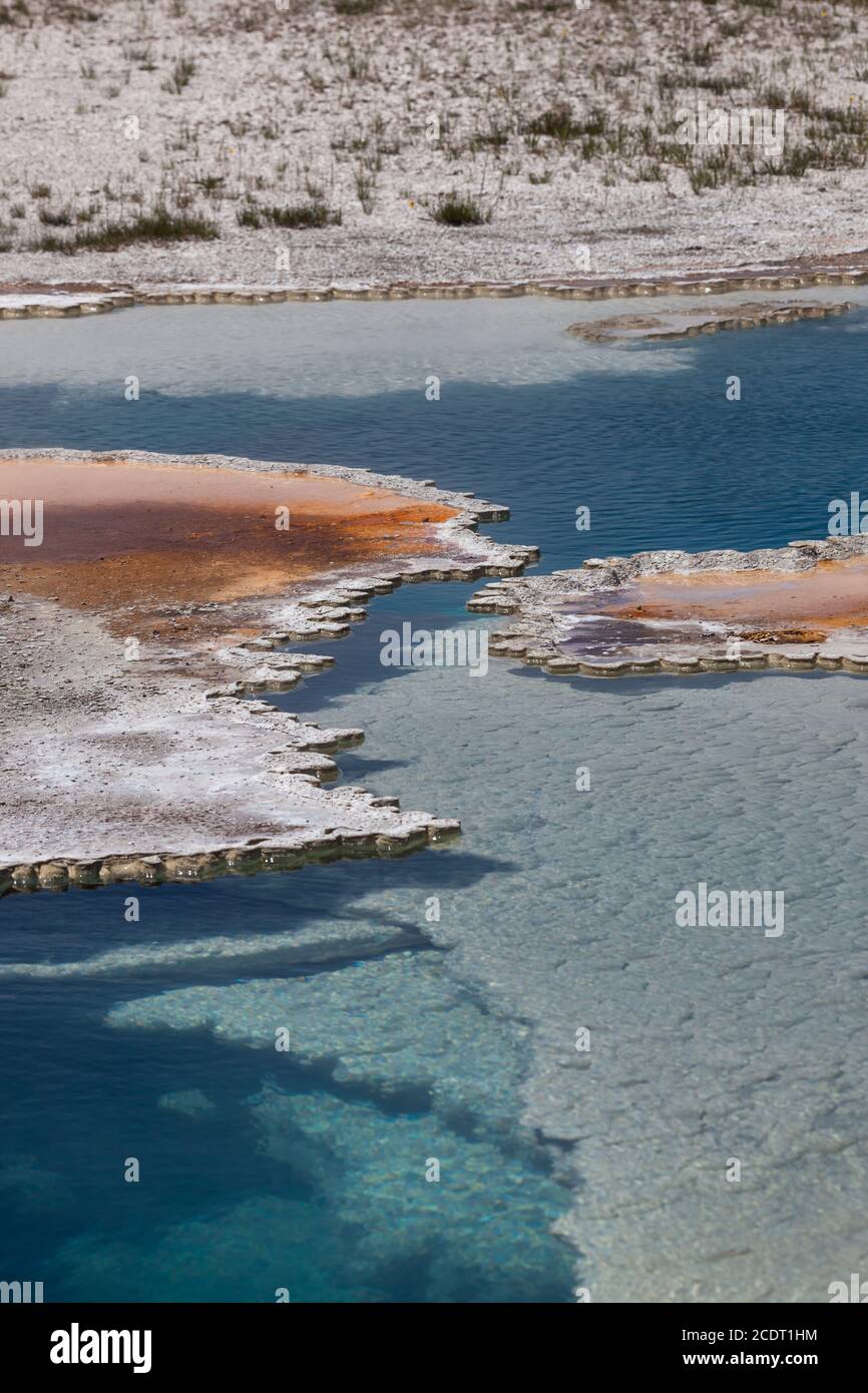 The bright blue thermal waters of Doublet Pool with its unique bacteria ...